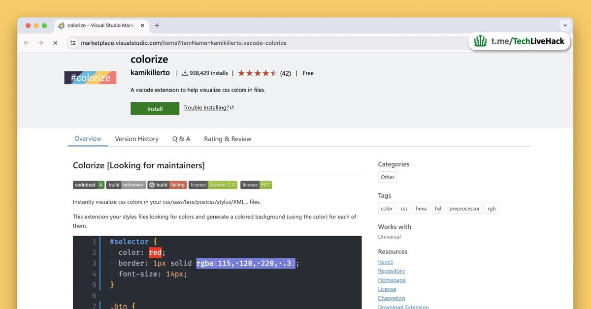 Подсвети код цвета CSS в VSCode - 17.08.24 14:07 | Пикабу