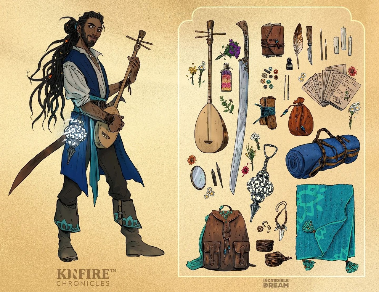 Экипировка персонажей настольной игры Kinfire Chronicles, руками ...