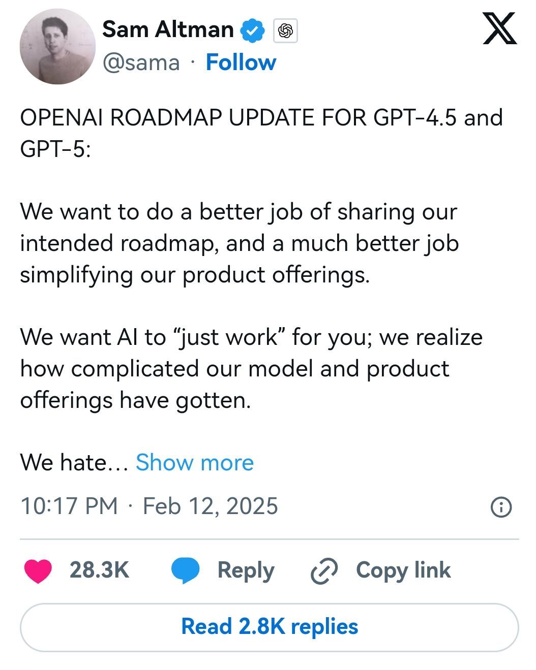 Gpt 4 5 и бесплатный Gpt 5 — Сэм Альтман представил дорожную карту Openai Пикабу